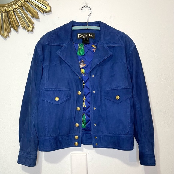 Escada | Jackets & Coats | Escada Blue Suede Jacket Vintage | Poshmark
